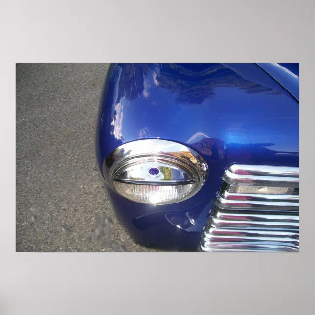 Blue Classic Car Poster | Zazzle