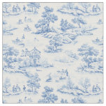 Vintage Rustic Farm French Toile-Blue & White Fabric | Zazzle
