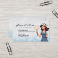 Blue Cleaning Lady Brown Hair Cleaner Service Business Card | Zazzle