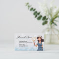 Blue Cleaning Lady Brown Hair Cleaner Service Business Card | Zazzle