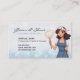 Blue Cleaning Lady Brown Hair Cleaner Service Business Card | Zazzle