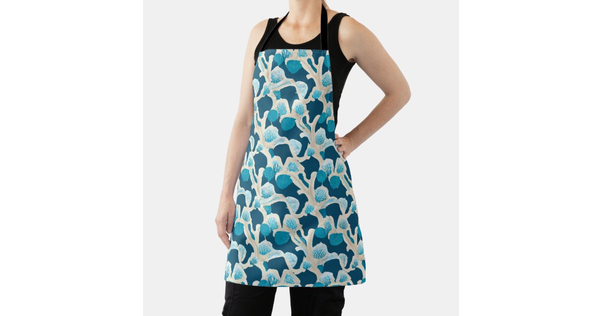Blue Coastal Pattern Apron | Zazzle