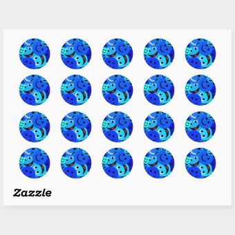 BLUE COLLAGE CLASSIC ROUND STICKER | Zazzle