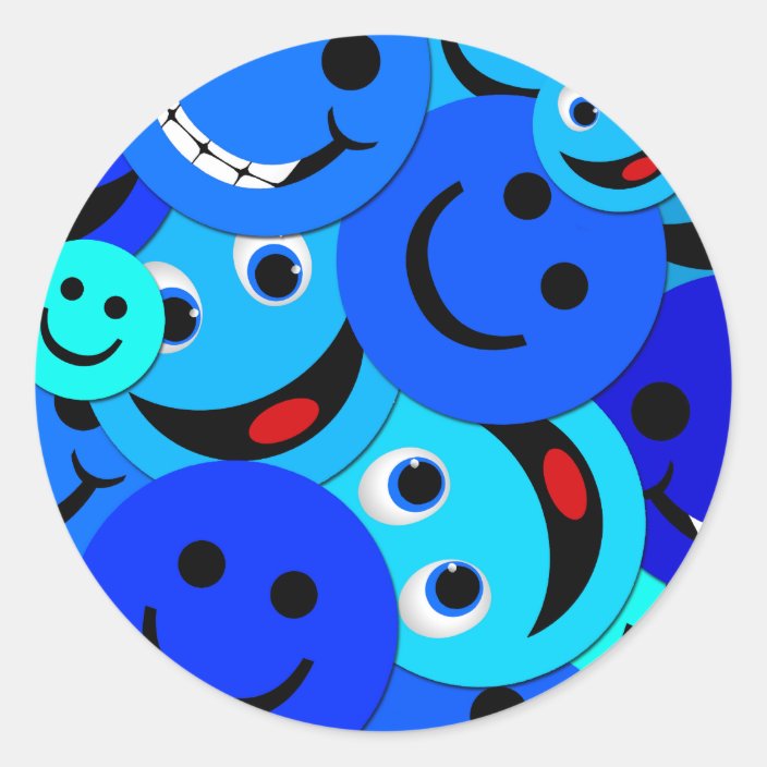 BLUE COLLAGE CLASSIC ROUND STICKER | Zazzle.com