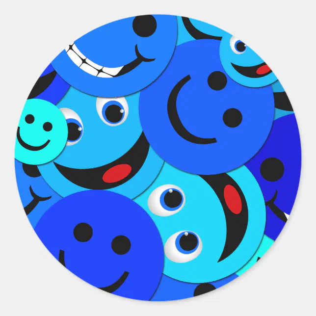 BLUE COLLAGE CLASSIC ROUND STICKER | Zazzle