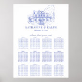 Blue Colonial House/Mansion/Manor Seating Chart | Zazzle