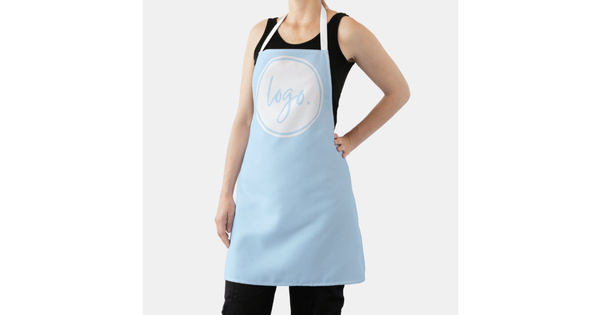 BLUE COLOR BUSINESS BRANDED UNIFORM CUSTOM LOGO APRON | Zazzle