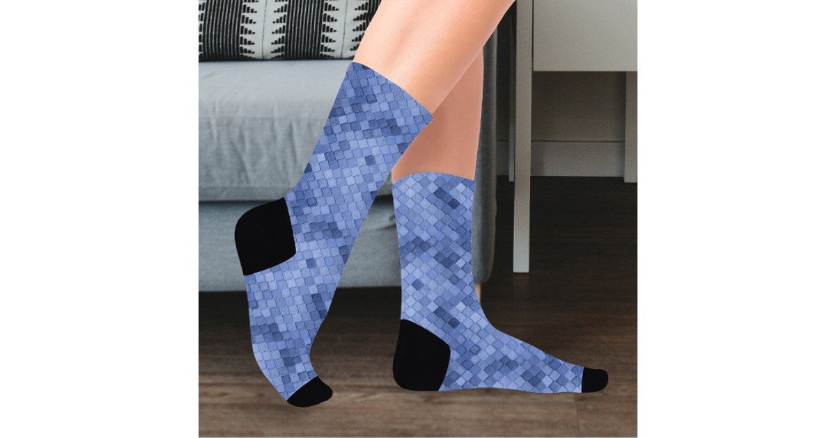 Blue Colorful Diagonal Socks | Zazzle