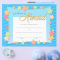 Blue Colorful Stars Kid's Certificate Award Flyer | Zazzle