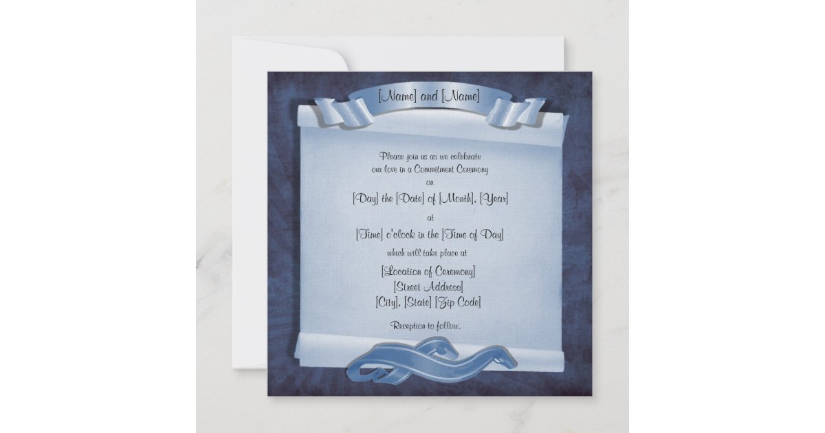 Blue Commitment Ceremony Custom Square Invitations | Zazzle
