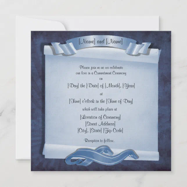 Blue Commitment Ceremony Custom Square Invitations | Zazzle