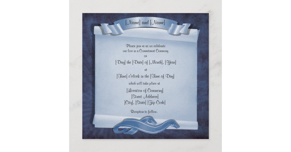 Blue Commitment Ceremony Custom Square Invitations | Zazzle.com
