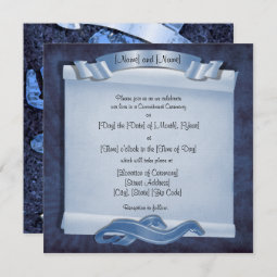 Blue Commitment Ceremony Custom Square Invitations | Zazzle
