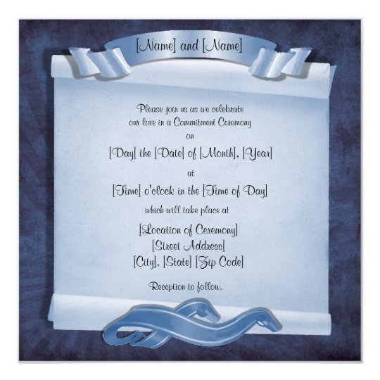 Blue Commitment Ceremony Custom Square Invitations | Zazzle.com