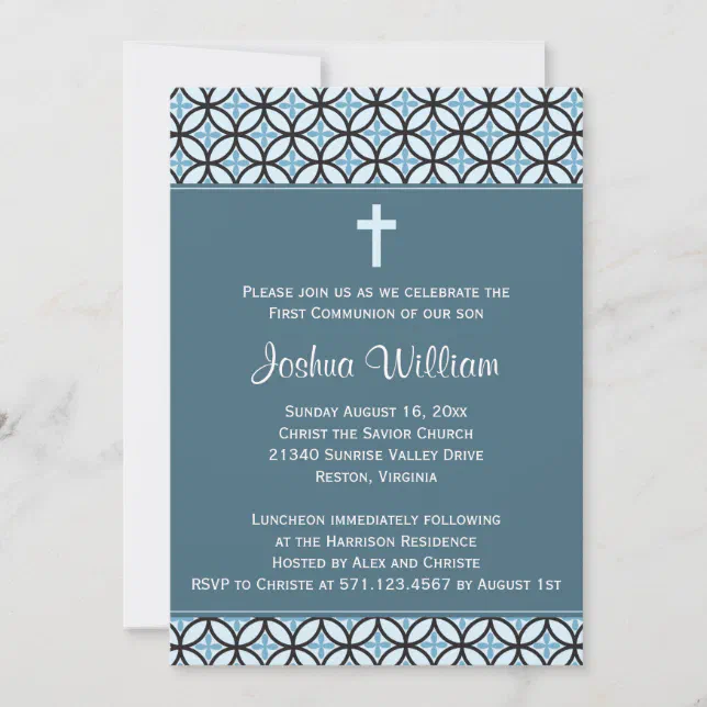 Blue Communion Invitation / Announcement | Zazzle