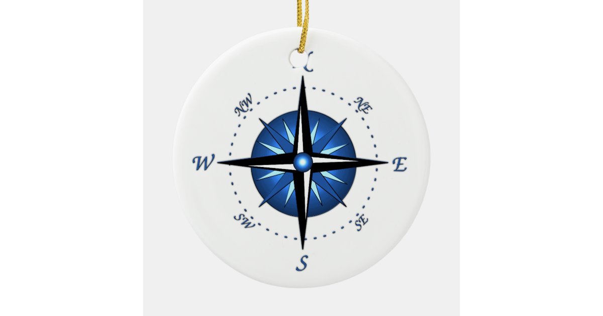 Blue Compass Rose Ceramic Ornament | Zazzle