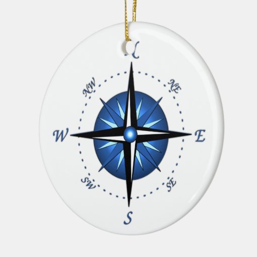 Blue Compass Rose Ceramic Ornament | Zazzle