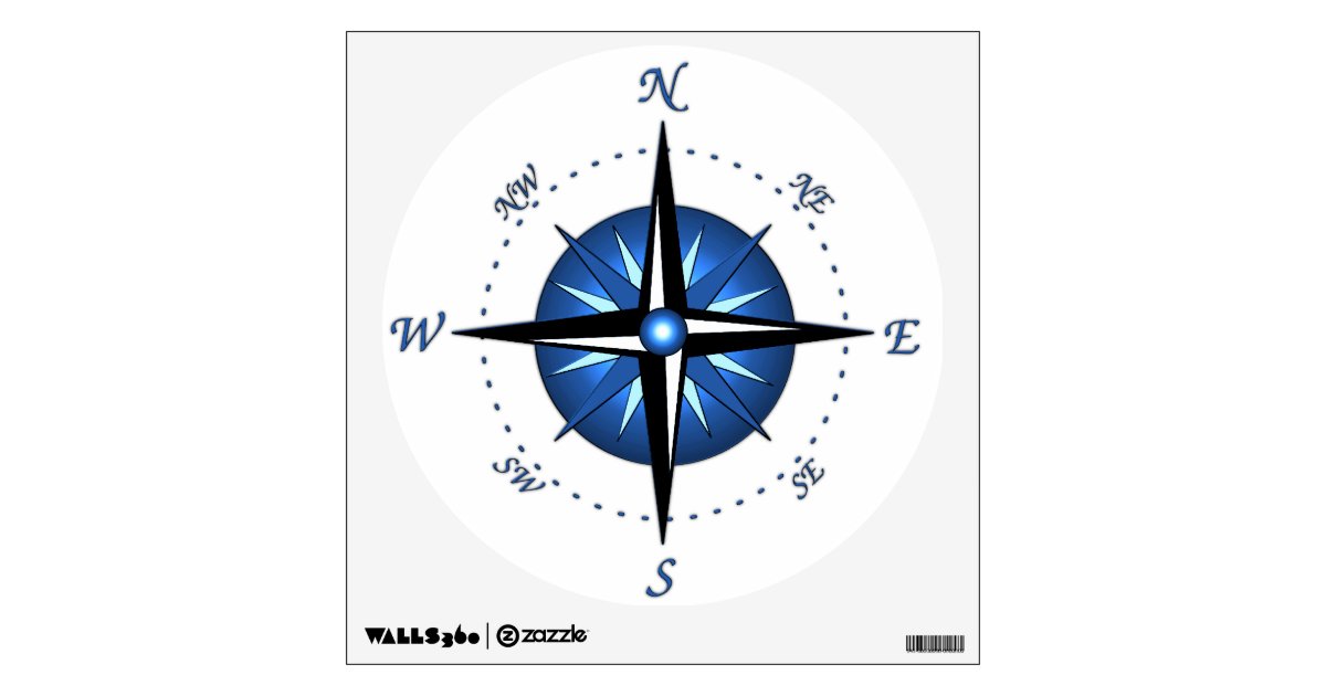Blue Compass Rose Wall Sticker | Zazzle