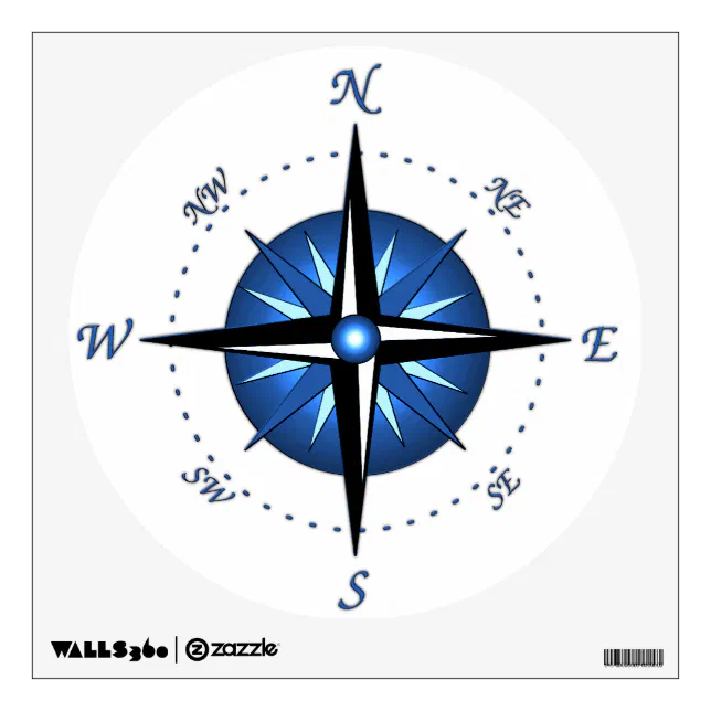 Blue Compass Rose Wall Sticker | Zazzle