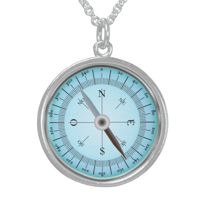 blue compass sterling silver necklace | Zazzle.com