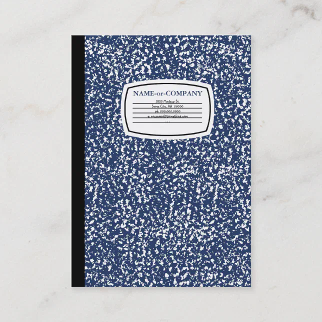 blue composition book business card | Zazzle