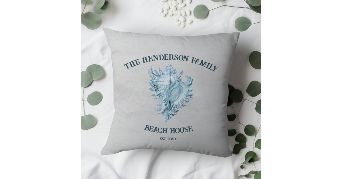 Blue Conch Shell Throw Pillow | Zazzle