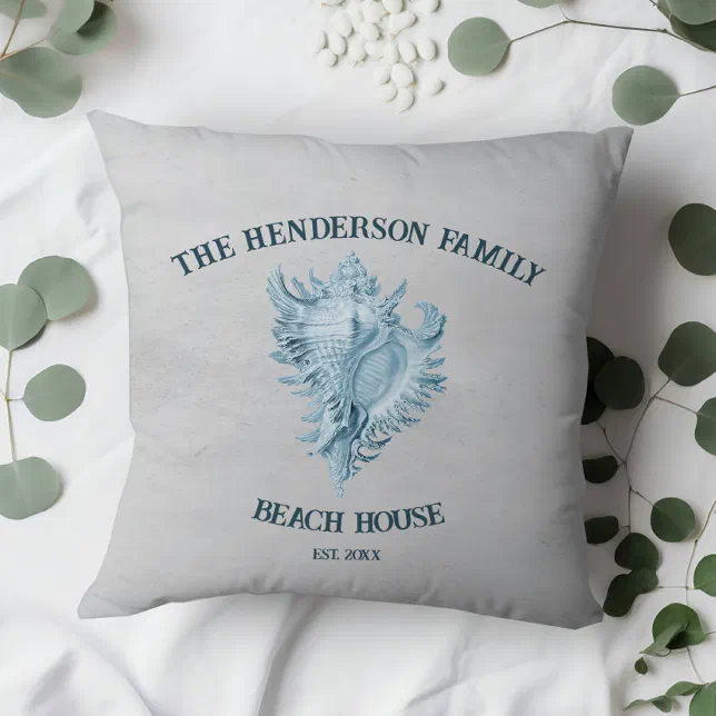 Blue Conch Shell Throw Pillow | Zazzle