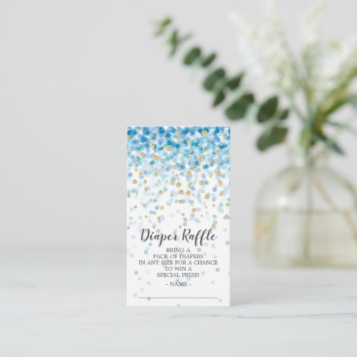 Blue Confetti Baby Shower Diaper Raffle Ticket Enclosure Card | Zazzle