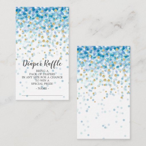 Blue Confetti Baby Shower Diaper Raffle Ticket Enclosure Card | Zazzle