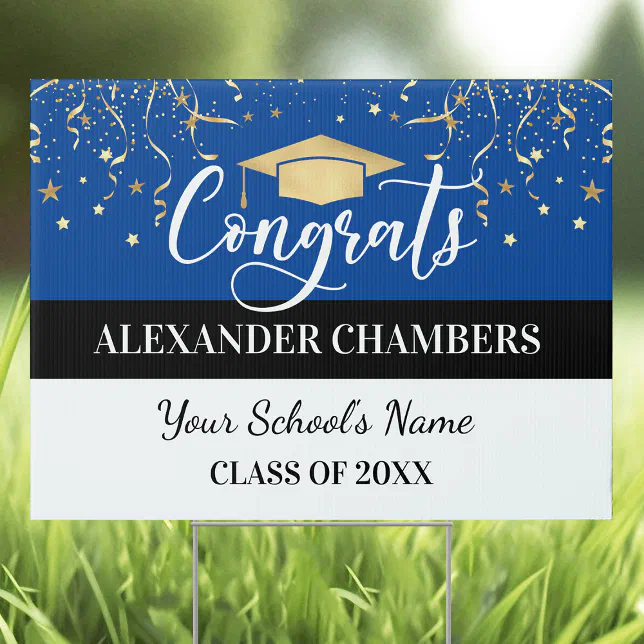 Blue Confetti Graduation Yard Sign | Zazzle