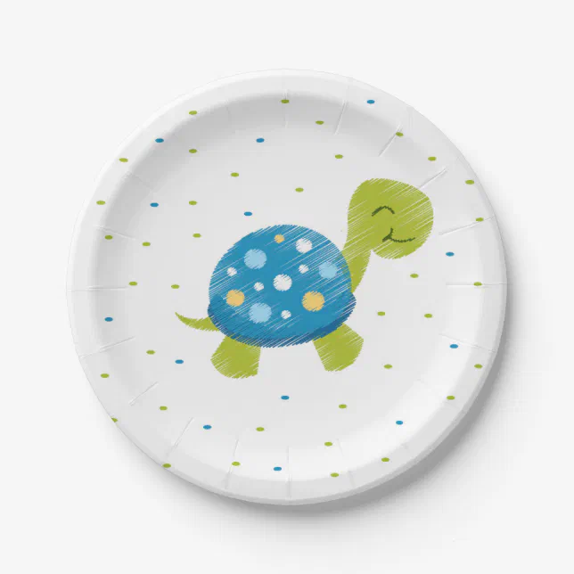Blue Confetti Turtle Plate | Zazzle