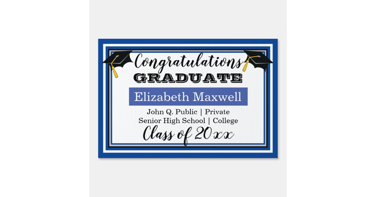 Blue Congratulations Graduate Graduation Photo Sign | Zazzle