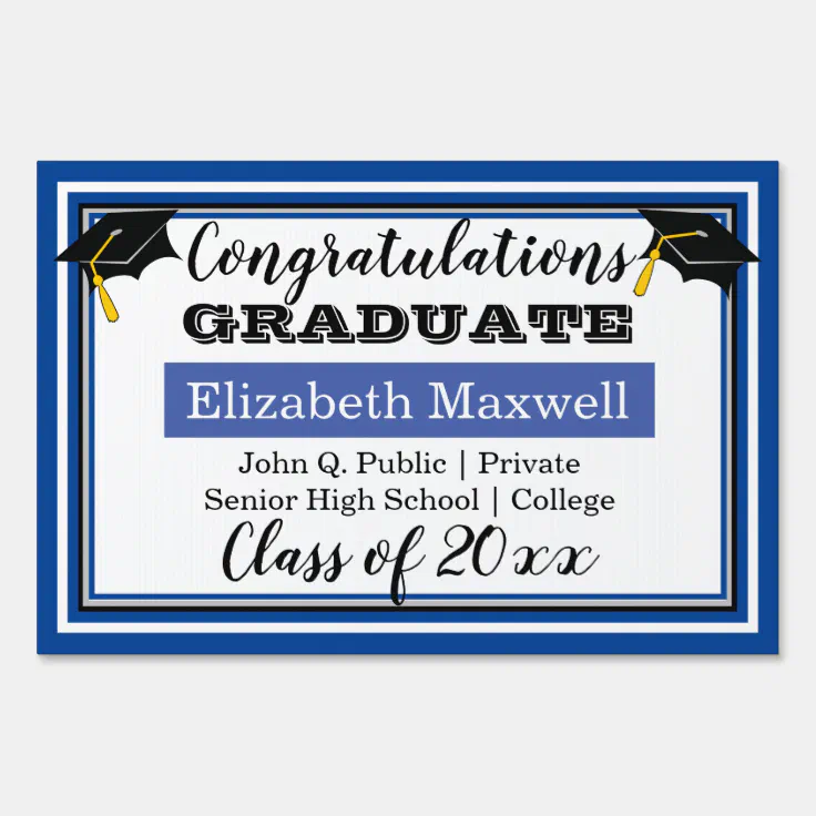 Blue Congratulations Graduate Graduation Photo Sign | Zazzle