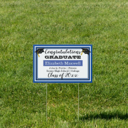 Blue Congratulations Graduate Graduation Photo Sign | Zazzle