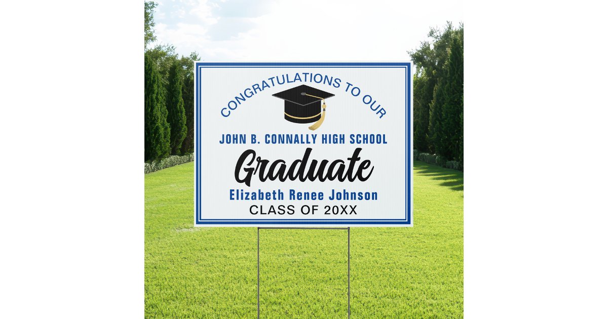 Blue Congratulations Graduate Personalized Yard Sign | Zazzle