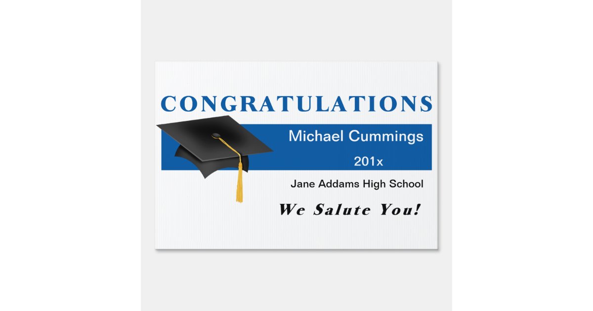 Blue Congratulations Graduation Yard Sign | Zazzle