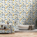 Blue Construction Trucks & Site Theme Pattern Wallpaper | Zazzle