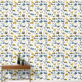 Blue Construction Trucks & Site Theme Pattern Wallpaper | Zazzle