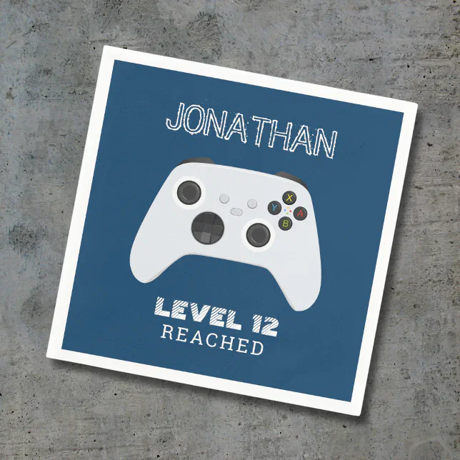 BLUE CONTROLLER GAMER LEVEL UP FAVOR BAG NAPKINS | Zazzle