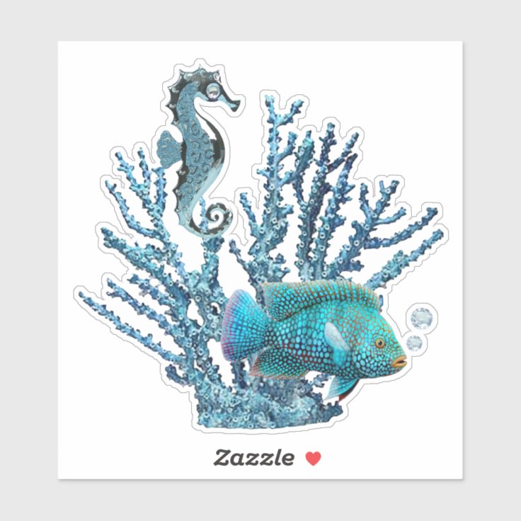 Blue Coral Reef Sticker | Zazzle