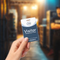 Blue Corporate Visitor Pass ID Barcode with custom Badge | Zazzle