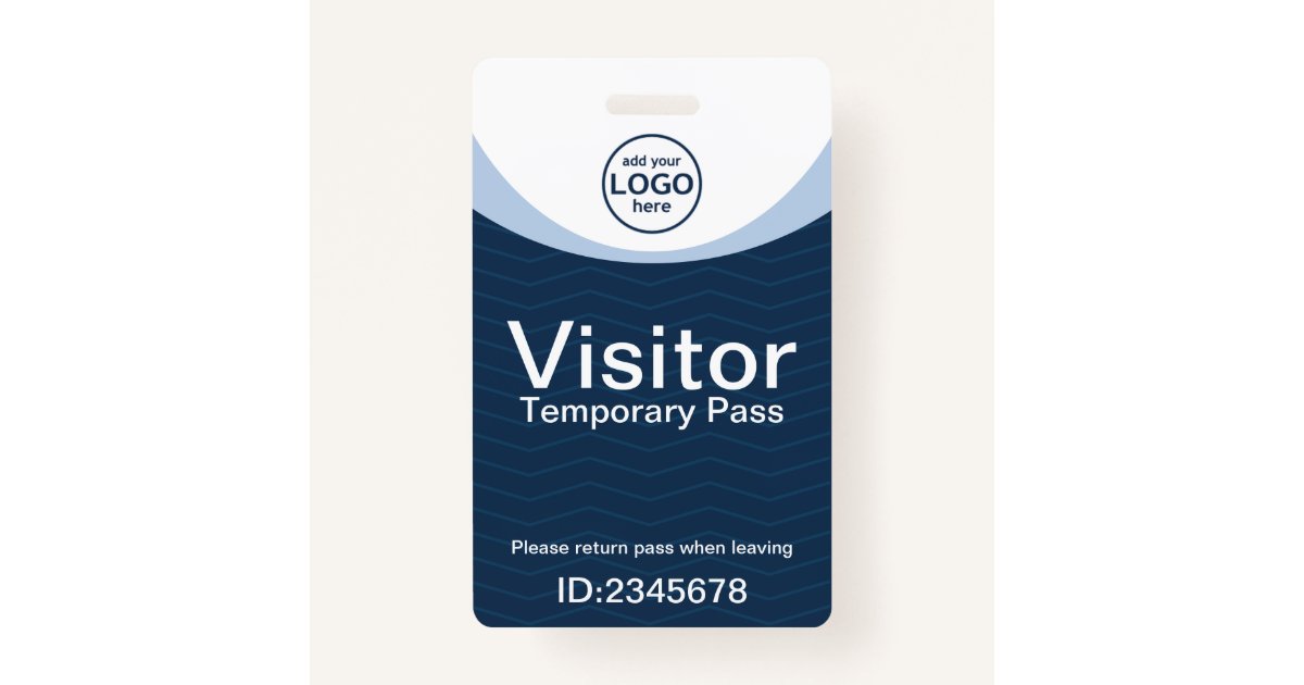 Blue Corporate Visitor Pass ID with custom QR Code Badge | Zazzle
