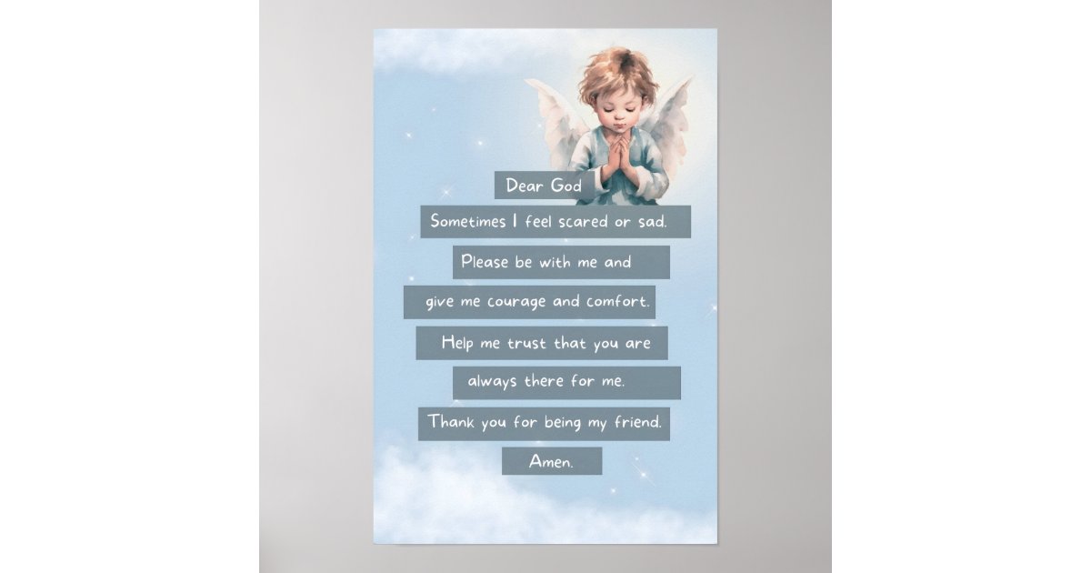 Blue Courage Child Prayer Poster | Zazzle