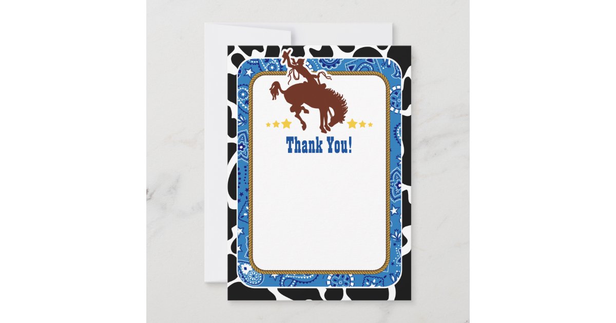Blue Cowboy Thank You Notes | Zazzle