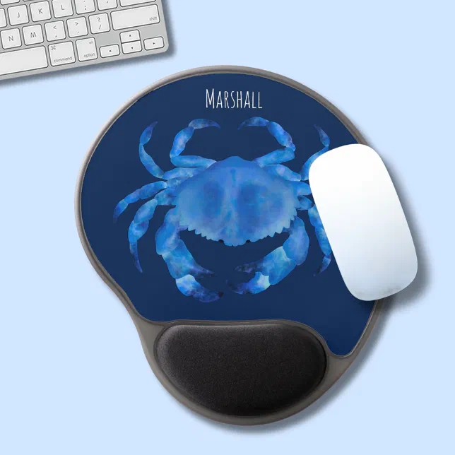 Blue Crab First Name Gel Mouse Pad | Zazzle