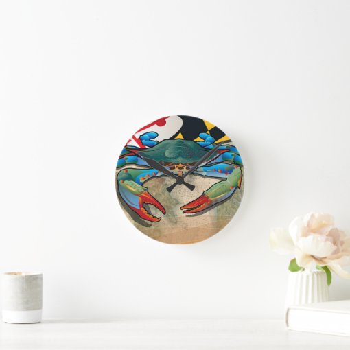 Blue Crab of Maryland Round Clock | Zazzle