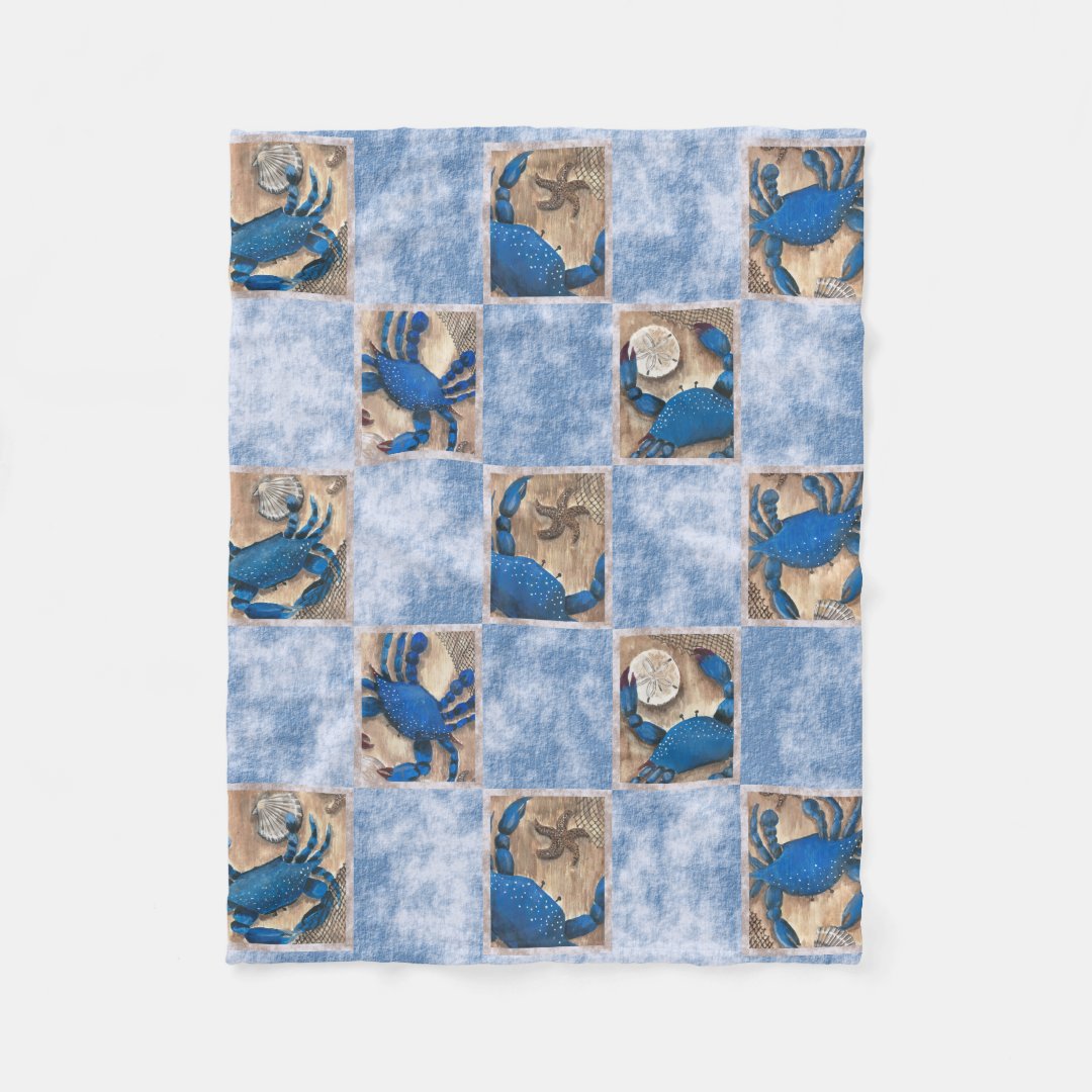 Blue Crab Pattern Fleece Blanket | Zazzle