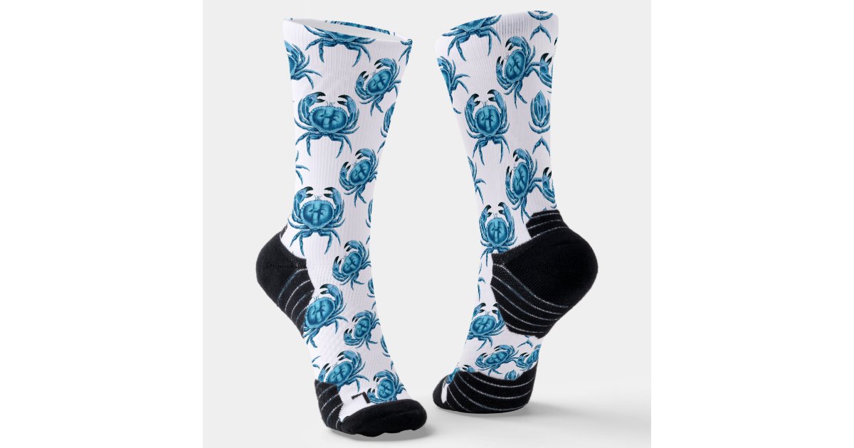 Blue Crab Seafood Pattern Socks | Zazzle