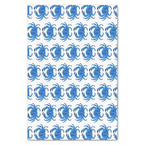 Blue Crab Seaside Ocean pattern Tissue Paper | Zazzle