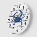 Blue Crab Ship Beach Rustic Painting Large Clock | Zazzle